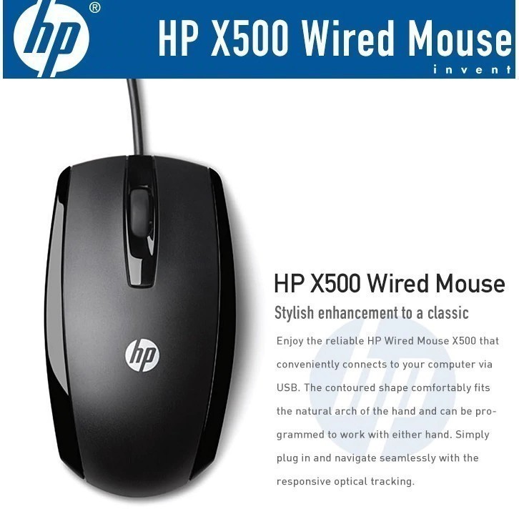 (DEAL) HP X500 wired mouse Desktop notebook USB photoelectric mouse ...