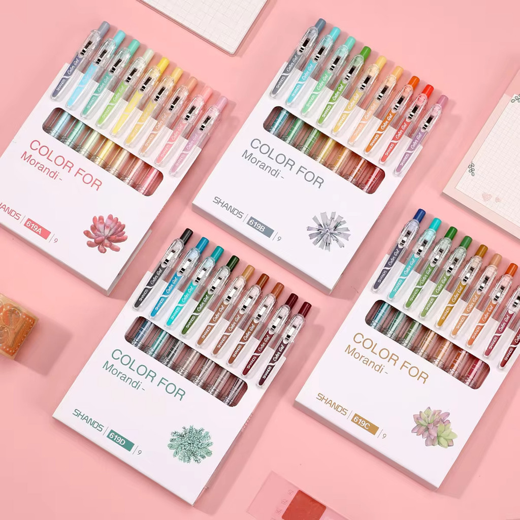9Pcs/set Morandi Gel Pens Set Kawaii Colored 0.5 mm Ballpoint Pen for ...