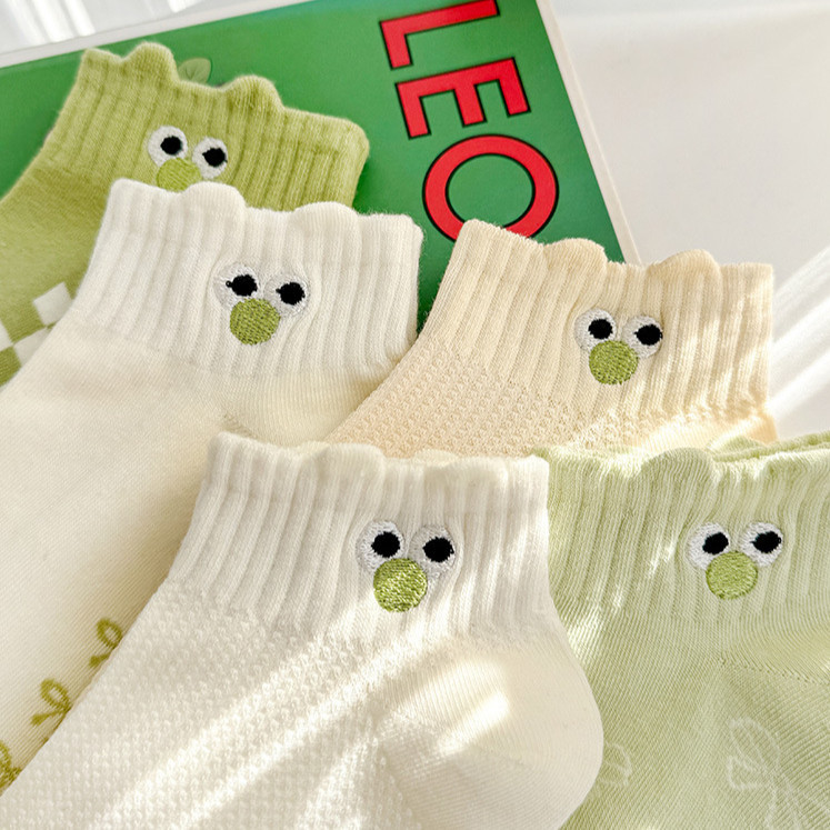 Bfuming Green Student Socks Athletic Socks Casual Plaid Cute Sweet Bow ...