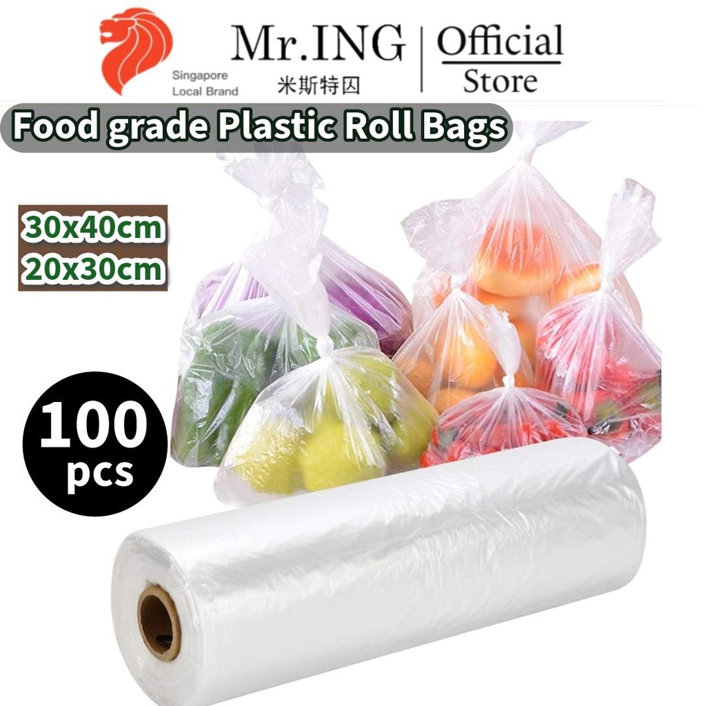 Plastic Bags for Food Storage, 100 Bags/Roll Clear Plastic Produce Bag ...