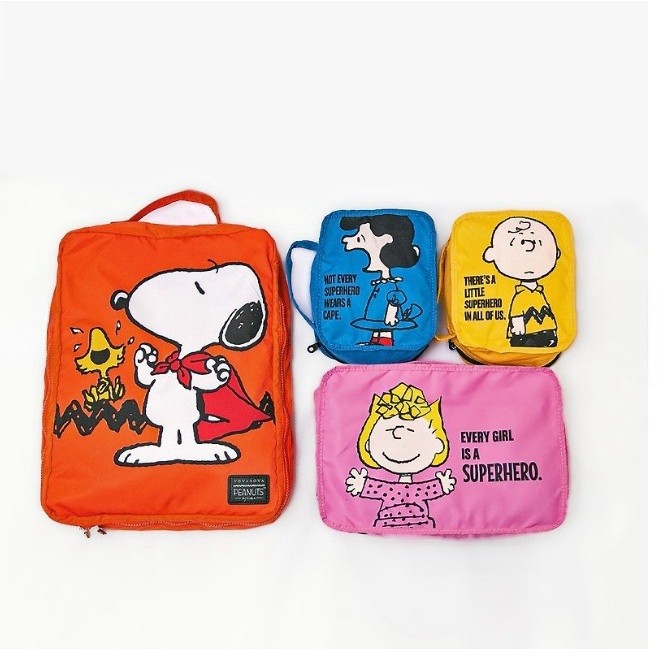 Japanese Snoopy Cute Travel Buggy Bag 4Set of Luggage Clothes and Shoes ...