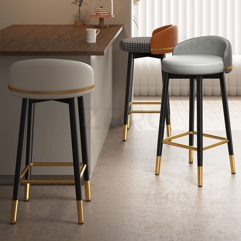 Nordic Bar Chair High Foot Stool leather bar chair bar Stool Dining ...