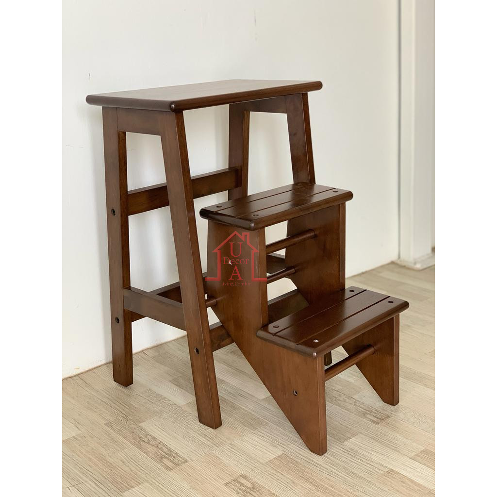 GF SOLID WOODEN FOLDABLE STEP CHAIR/ LADDER STOOL / stepstool/chair ...