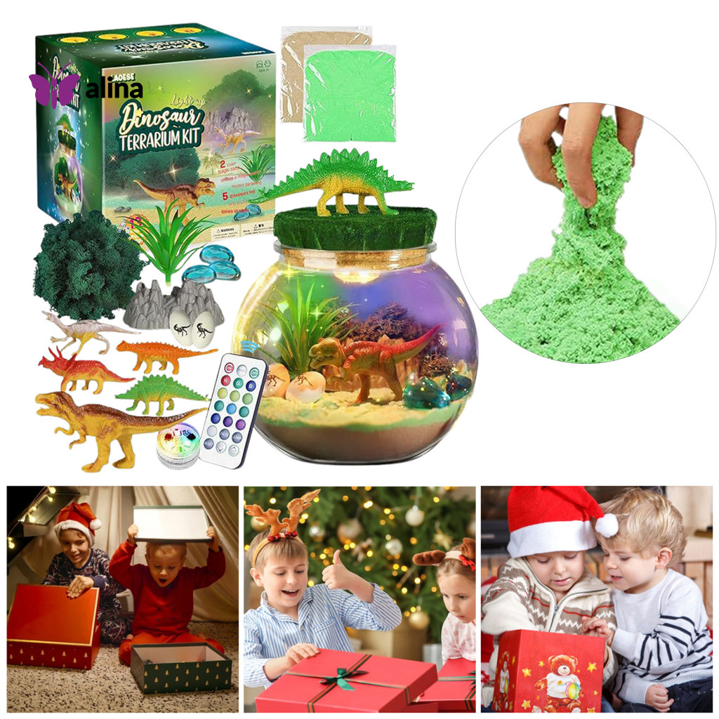 ALINA Kids Dino Terrarium Kit Dinosaur Terrarium Set Diy Light-up ...