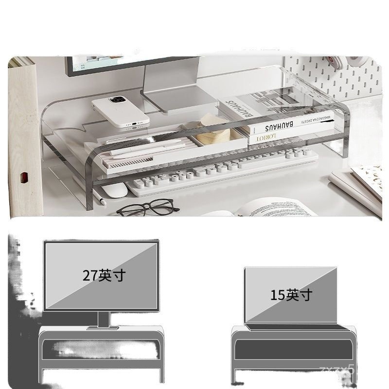 Acrylic Elevated Rack Monitor Stand Station Computer Desktop Storage ...