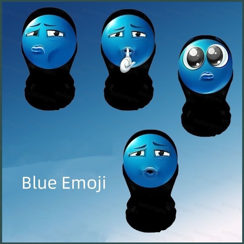 Blue Emoji Funny Face Spoof balaclava Mask headgear Prank face mask ...