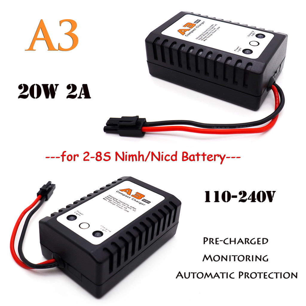 RC Battery Smart Charger A3 20W 2A AC 110-240V Compact Charger For RC ...