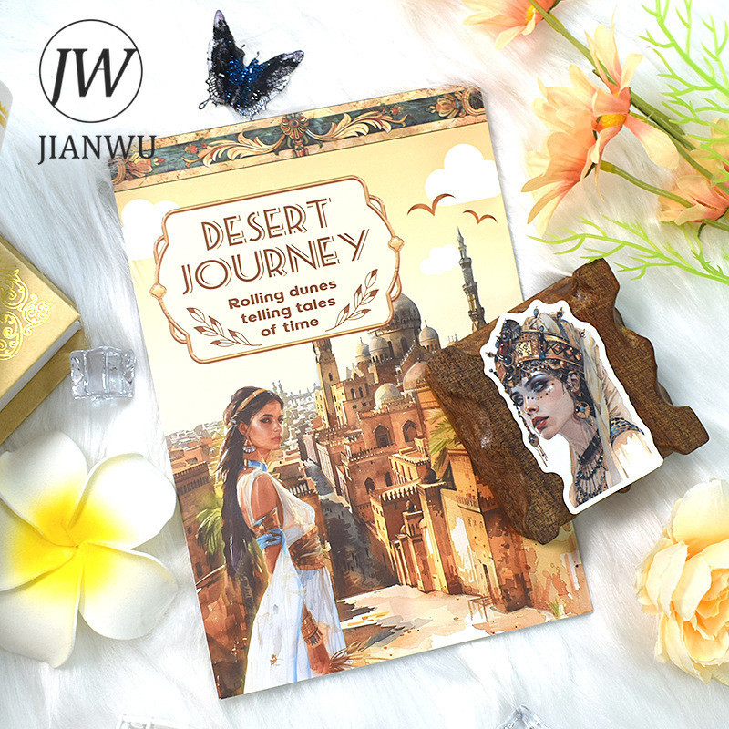 JIANWU A5 Vintage Flower Character Landscaping Material Collage Sticker ...