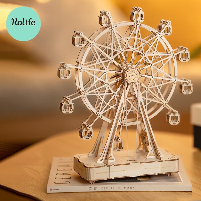 Rolife Rotating Music Box Ferris Wheel/DIY Wooden Building Block ...