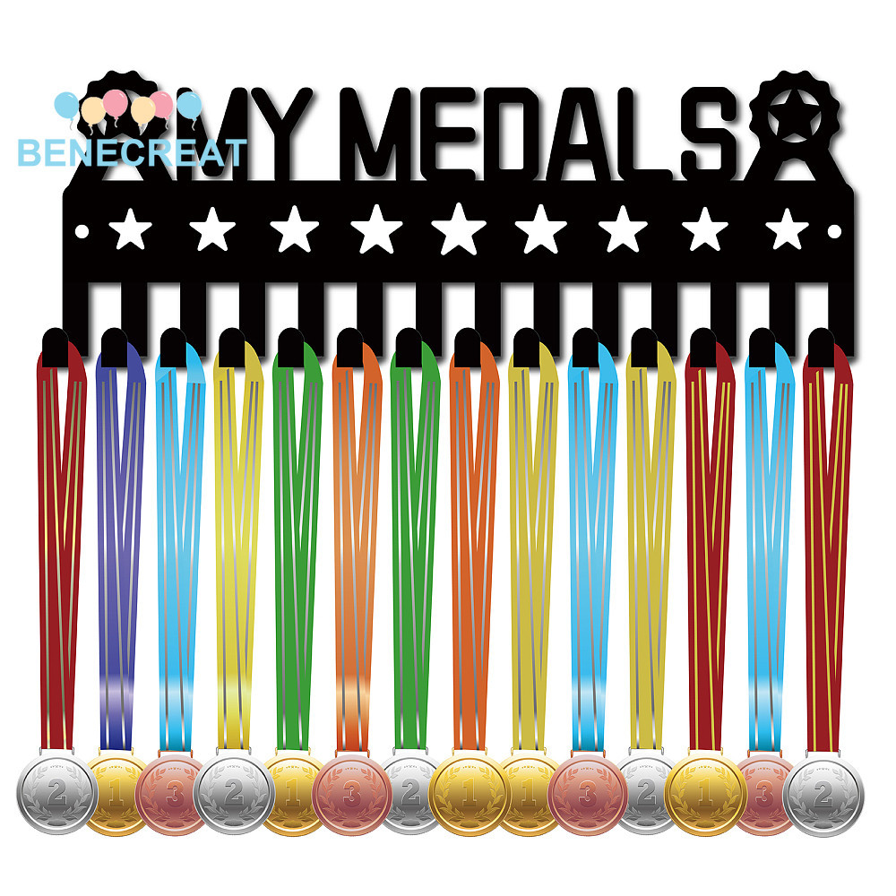 1Set Iron Medal Holder Frame Medals Display Hanger Rack 14 Hooks with ...