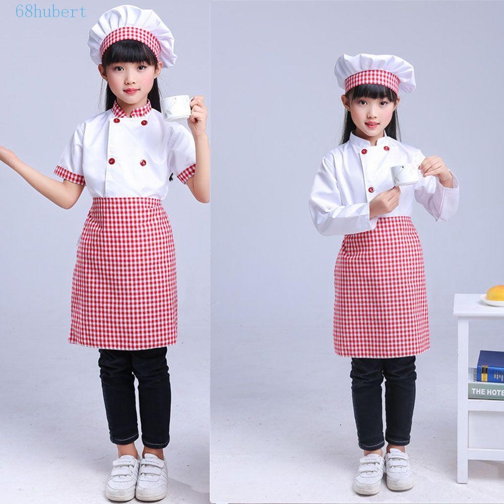 HUBERT Children Chef Costume Set Work Jackets Cosplay Outfit Top apron ...