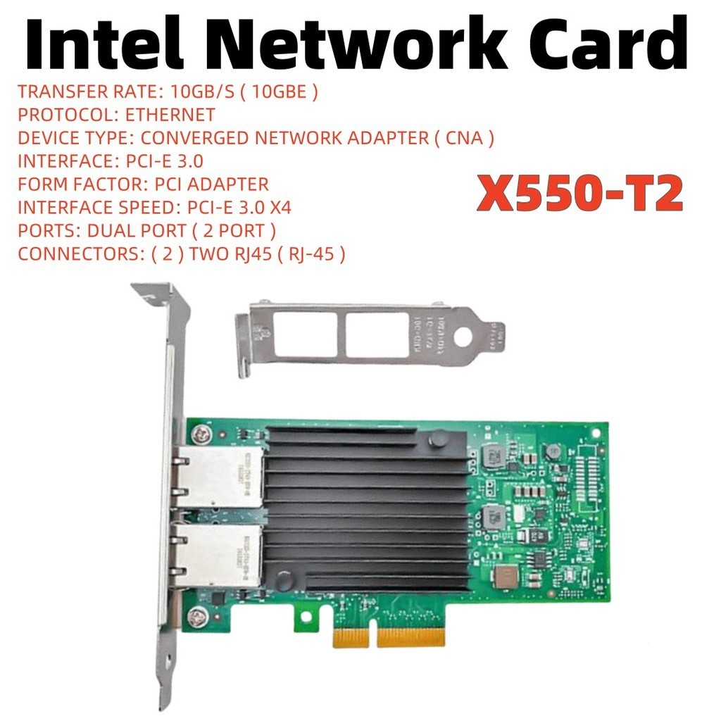X550-T2 Intel 10Gb RJ45 Ethernet Converged PCIe Network Adapter X550T2 X550T2BLK | Shopee Singapore