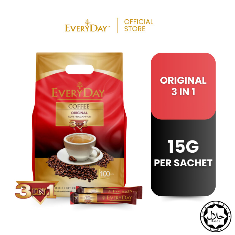 EVERYDAY Original 3 in 1 Premix Coffee -1 Sachet x 15g Pouch(Expired ...