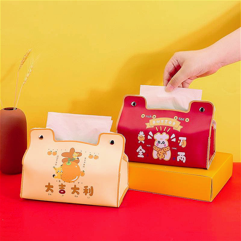 Cartoon New Year Tissue Blessing Words Tissue Box Chinese New Year Home ...