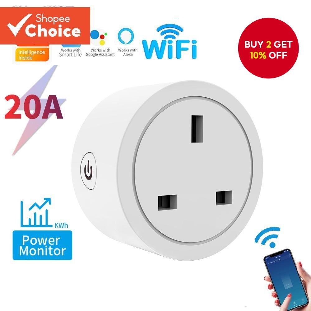 20A smart plug WiFi smart socket UK Plug Adapter Timer Socket Smart ...