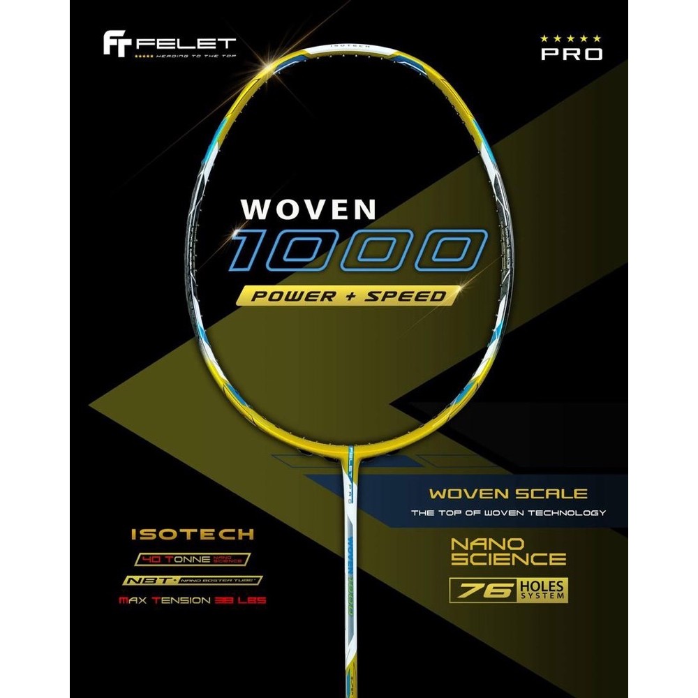 FELET Woven 1000 Badminton Racket [FREE STRING + Grip] | Shopee Singapore