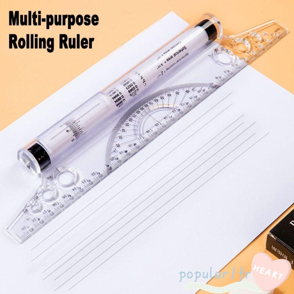 POPULAR1 Parallel Roller Ruler, Transparent Plastic Math Drawing Ruler ...
