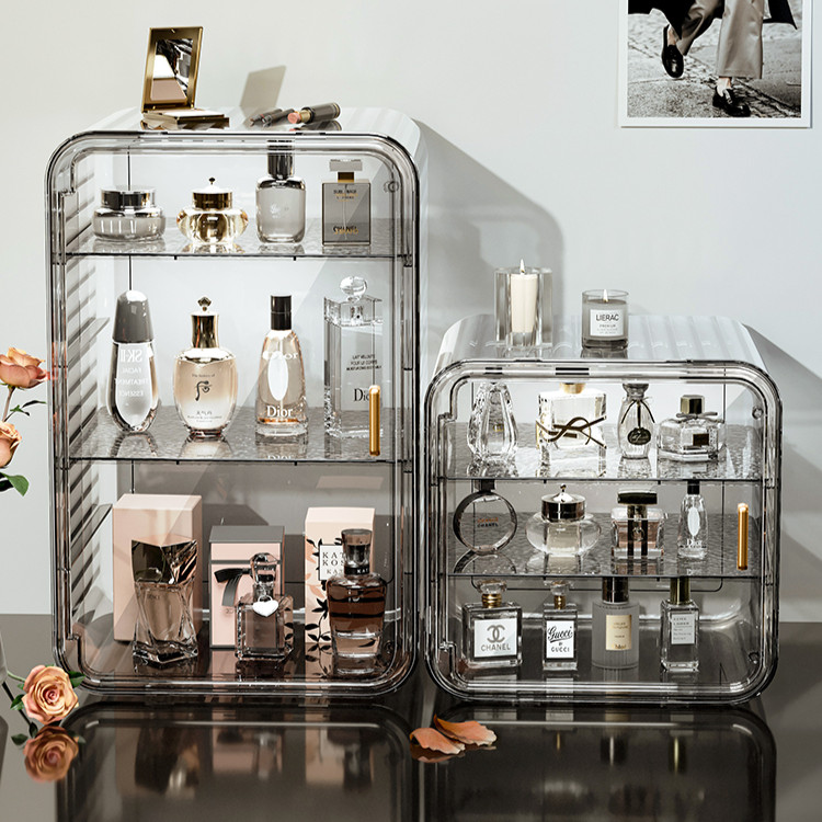 Perfume Organizer Rack Rack Transparent Acrylic Dustproof Rack Desktop ...