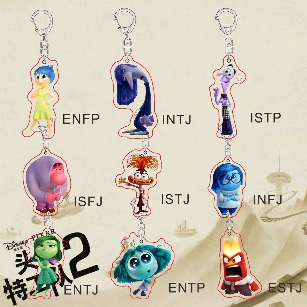 Inside Out 2 Keychain Acrylic Disney Sadness Anxiety Anger Disgust Joy ...