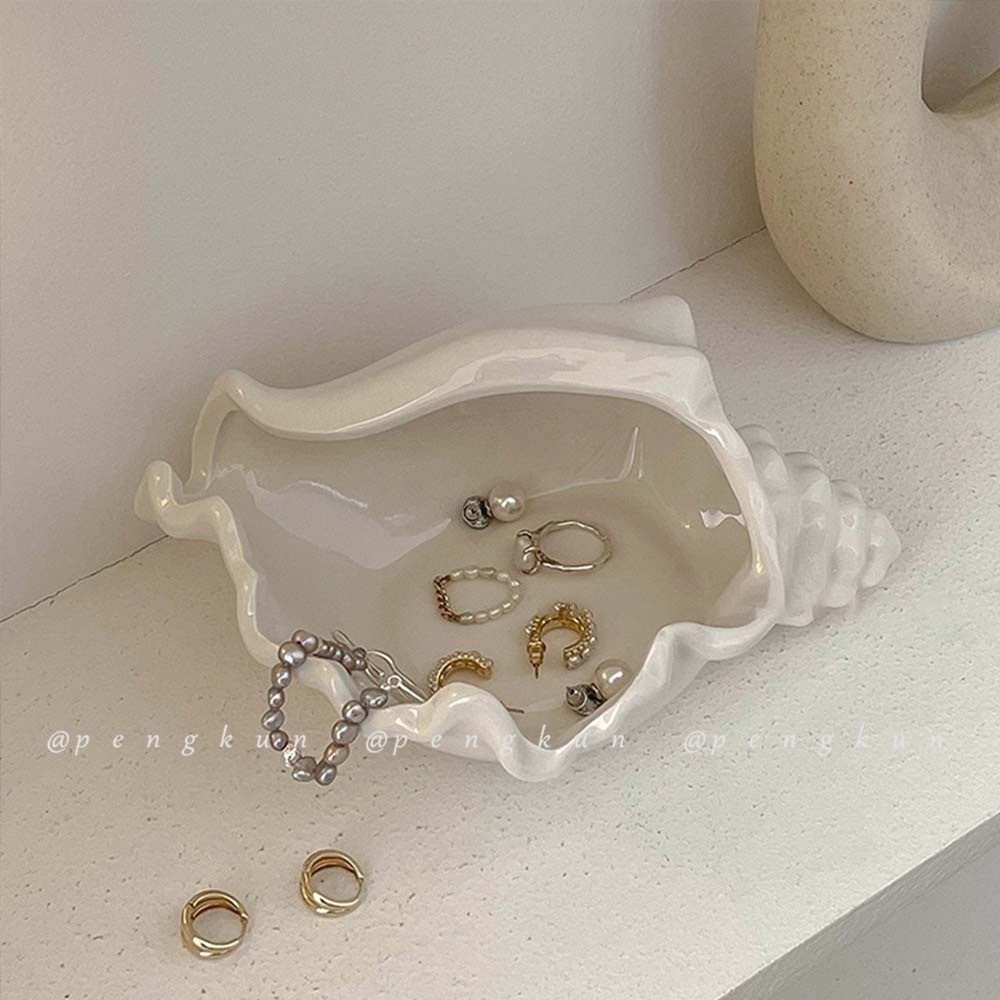 Ceramic Conch Ornaments Shell Jewelry Display Stand Desktop Jewelry ...