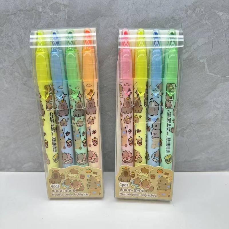 4pcs/Pack Capybara ballpoint pen Head Colors Oblique Highlighters ...