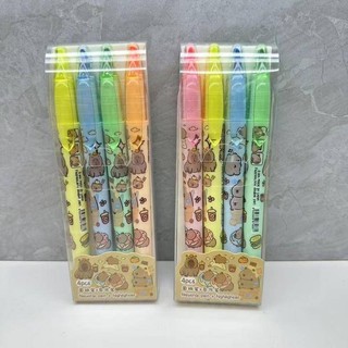 4pcs/Pack Capybara ballpoint pen Head Colors Oblique Highlighters ...