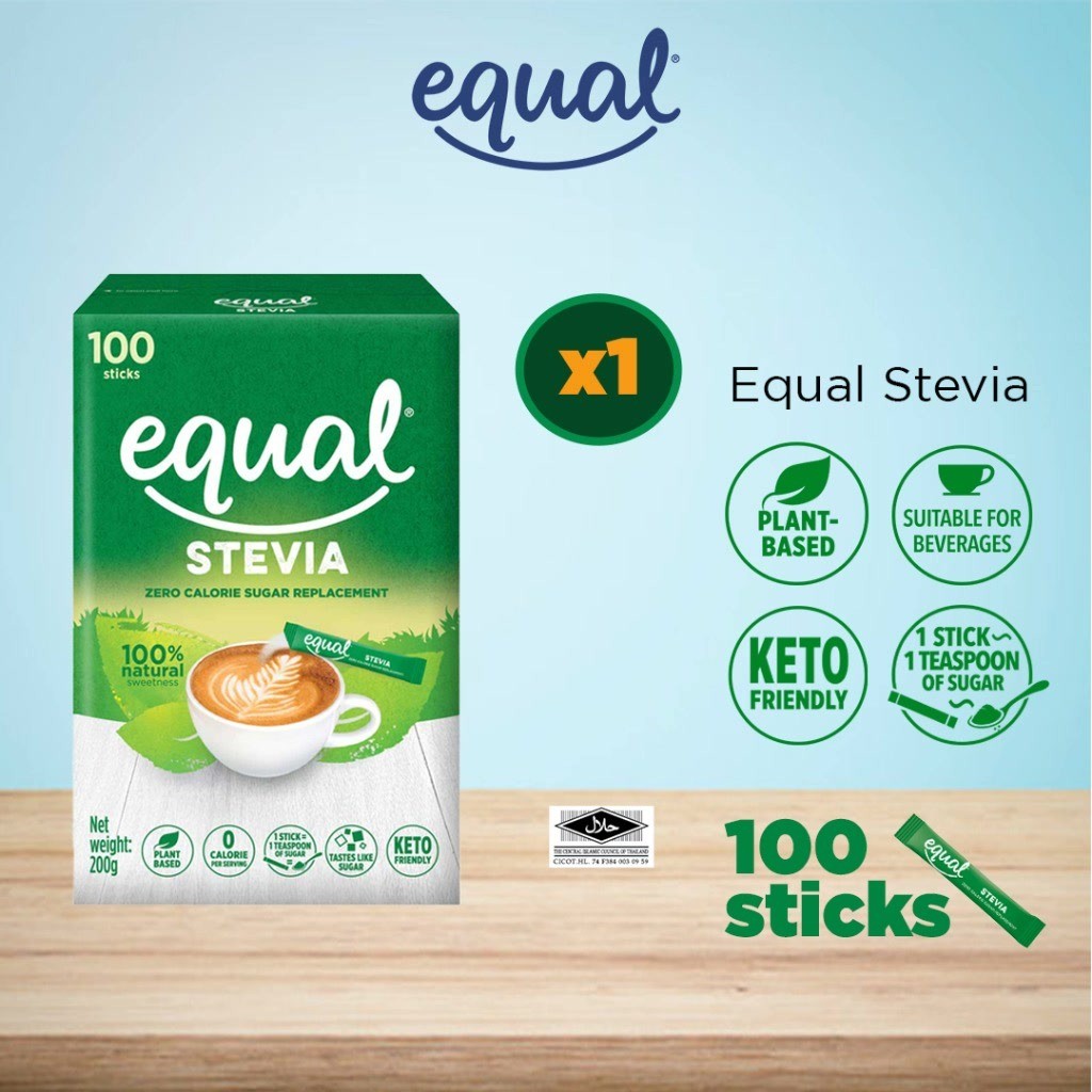 EQUAL STEVIA 100% Natural Zero Calorie Sweetener (100 Sticks) | Shopee ...