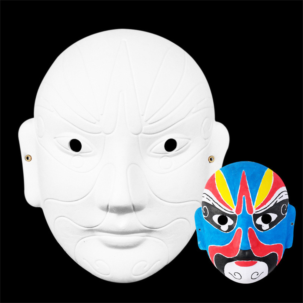 White Paper Mask Beijing Opera Face Mask Half Face Masquerade Mask DIY ...