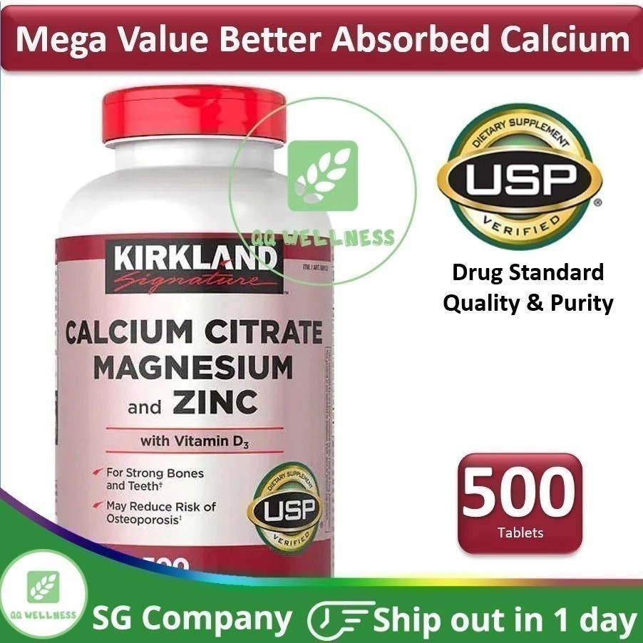 👍Kirkland Signature Calcium Citrate, Magnesium and Zinc, 500 Tablets ...