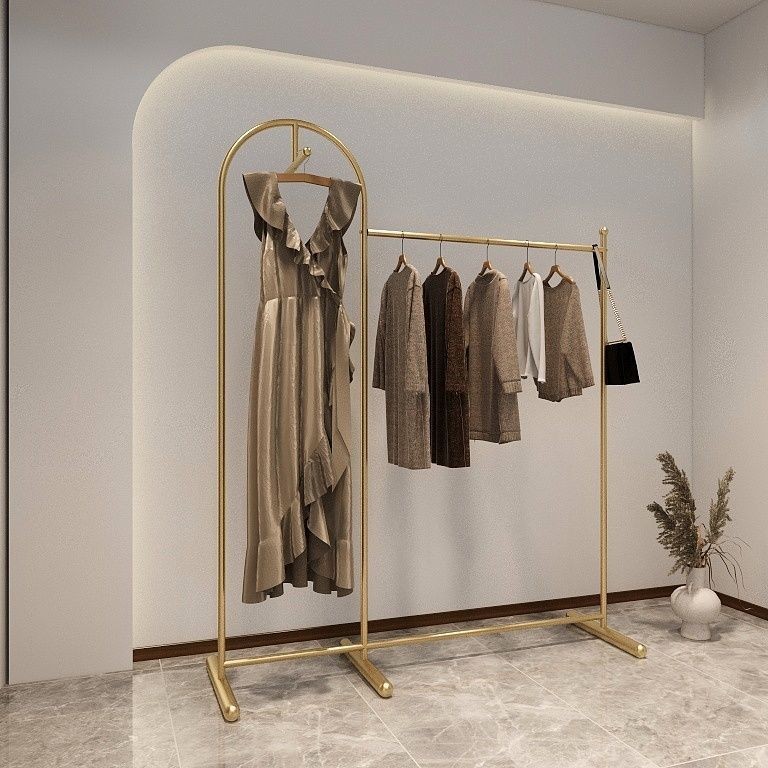Creative Golden Clothes Rack Clothing Store Display Stand Floor ...