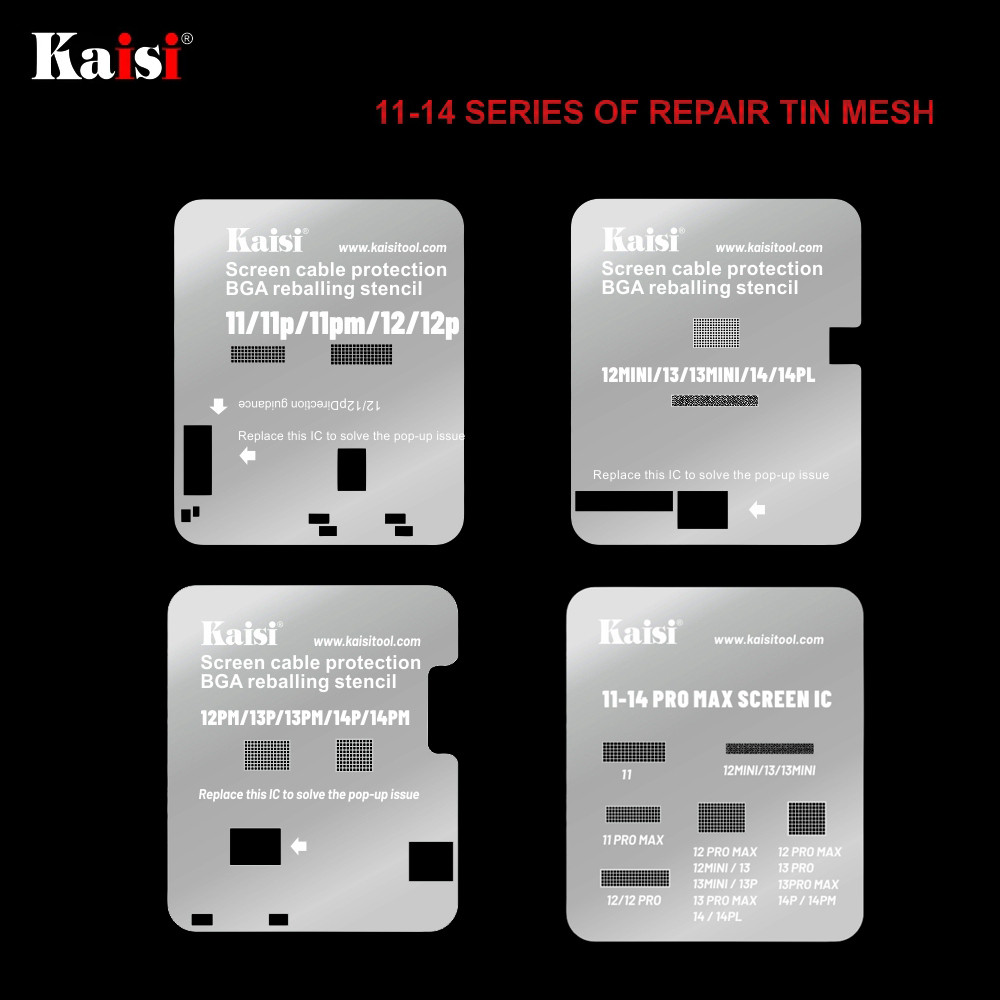 Kaisi LCD Display IC BGA Reballing Stencil For iPhone 11 12 13 14 15PM ...
