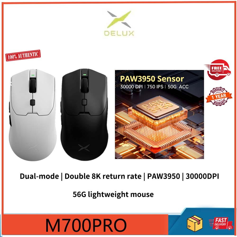 DeLUX M700pro Dual-mode wireless gaming mouse, PAW3950, dual 8K return ...