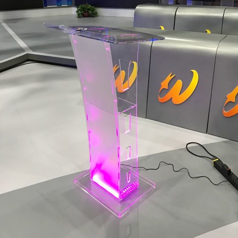 Podium Acrylic Reception Desk Conference Reception Desk Frosted Transparent Host Station Parking ...