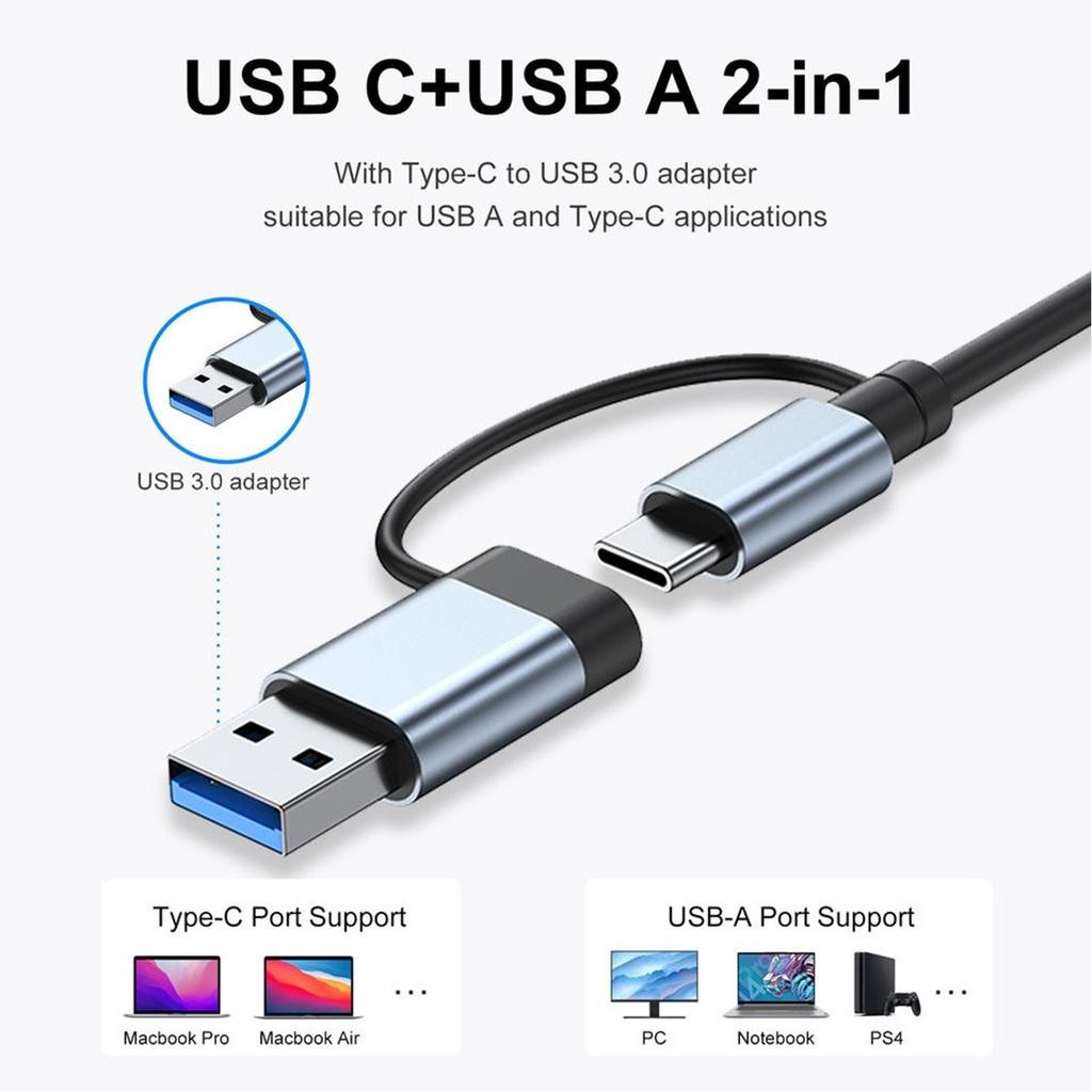 7in1 Multiport USB C Hub USB3.0 Splitter to 4 USB Ports 3.0 2.0 SD TF ...