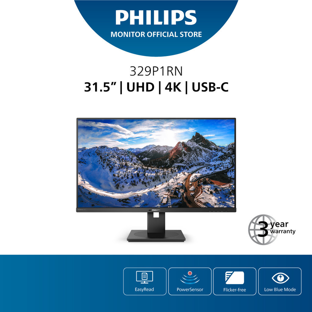 Philips 329P1RN 32" UHD USB-C PowerSensor LightSensor Ergo Stand ...