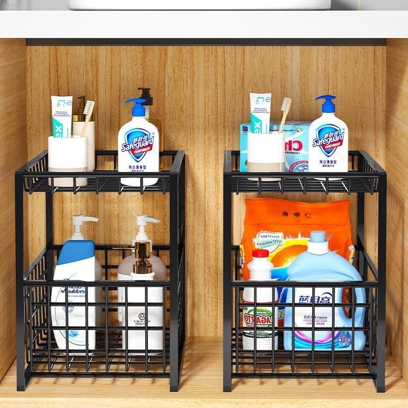 Kitchen Pull-out Storage Rack Bathroom Sink Built-in Storage Rack ...