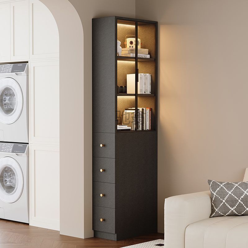 Side Cabinet Wall Living Room Gap Glass Bookcase Storage Cabinet Corner ...