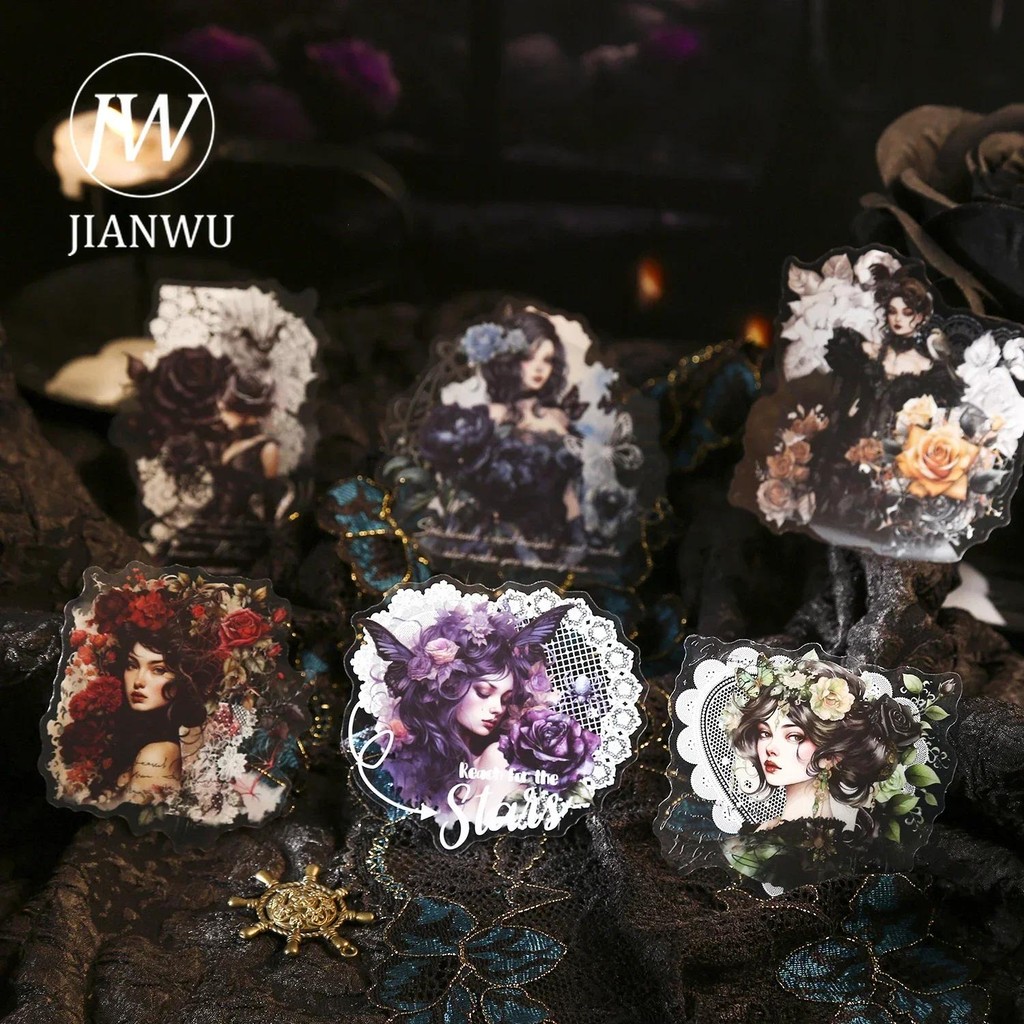 JIANWU Gothic Dreamweaver Series Vintage Lace Flower Character Material ...