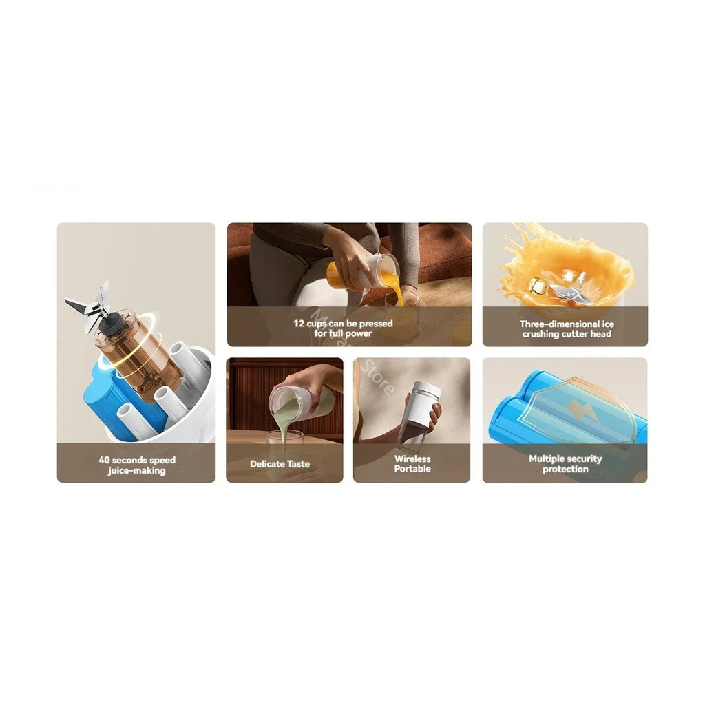 2024 Xiaomi Mijia Portable Juicer Cup 2 Fruit Blender Machine Mini ...