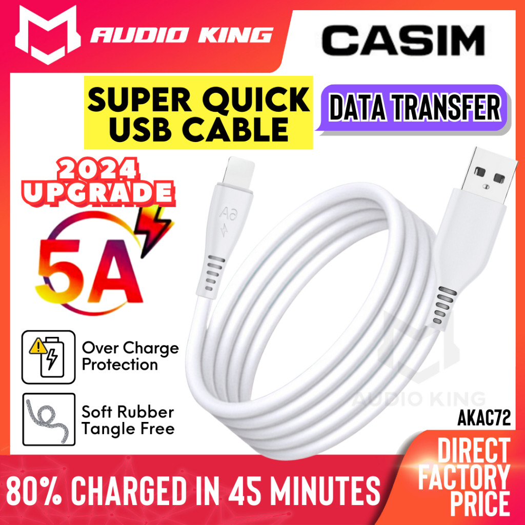 CASIM Data Cable 5A Super Fast Charging USB A To Type C Kabel PD QC ...