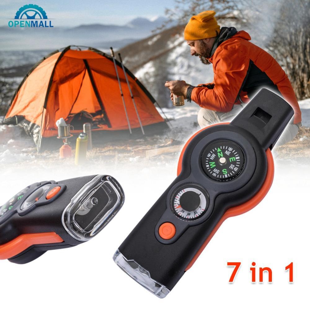 OPENMALL Multifunction 7 In1 Outdoor EDC Survival Whistle Keychain with ...