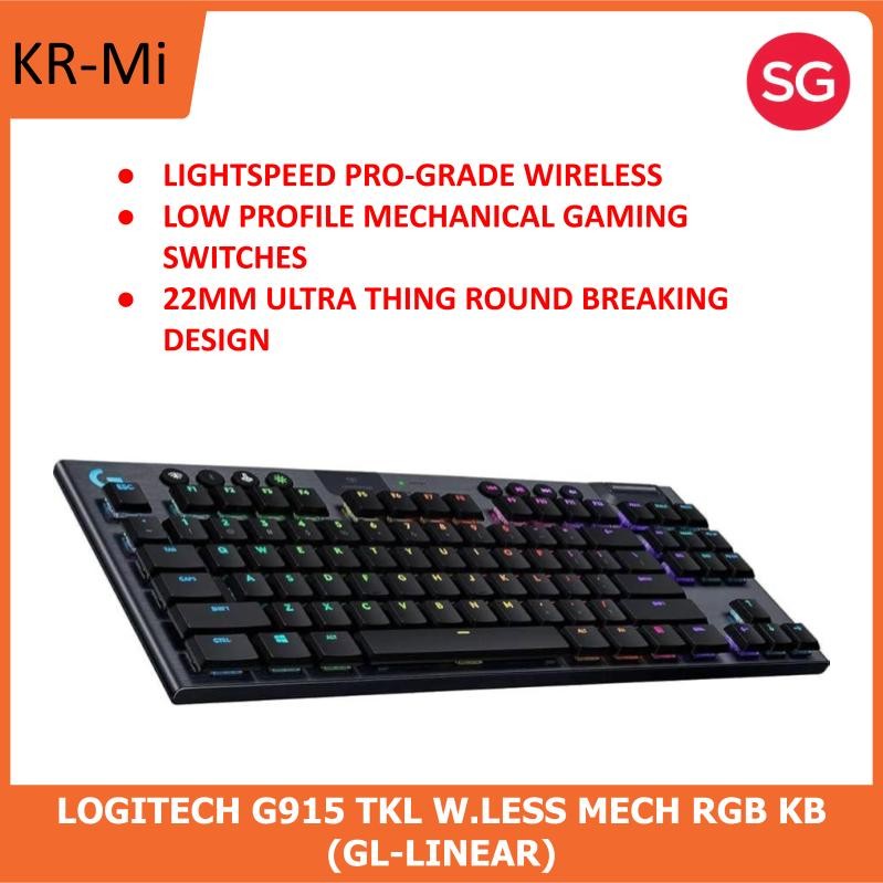 Logitech G915 TKL Black Tenkeyless LIGHTSPEED Wireless RGB Mechanical ...