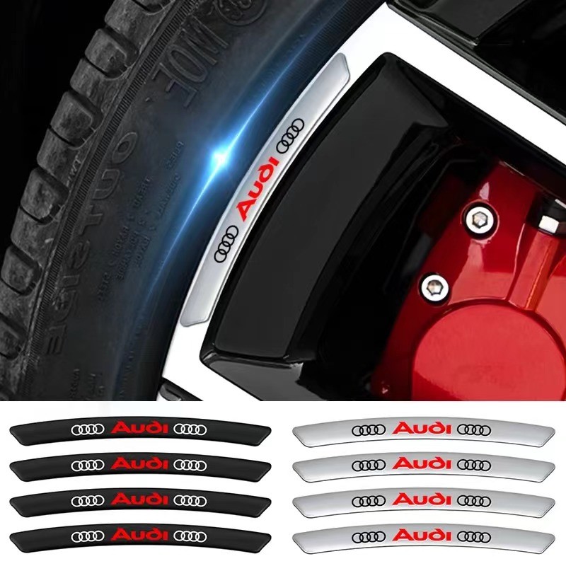 4Pcs AUDI Wheel Hub Stickers Wheel Rims Aluminium Decoration Strips For ...