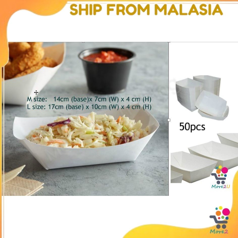 [50 pcs] Fold Paper Tray/ Open Boat Tray/ Take away Open Tray | Shopee ...