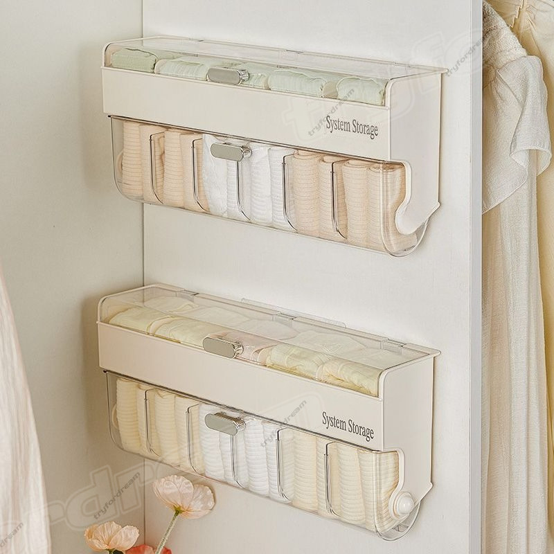 Wall Mounted Storage Box With Lid Wardrobe Underwear Sock Organizer ...