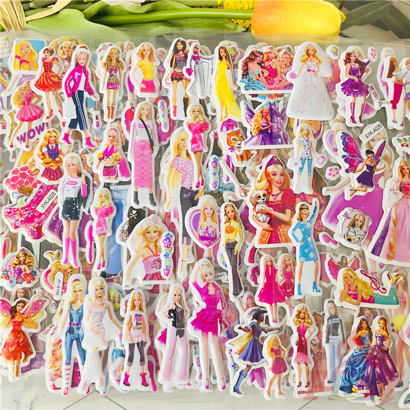 5Sheets Barbie DIY Rewards Sticker 3D Puffy Bubble Stickers Waterpoof ...