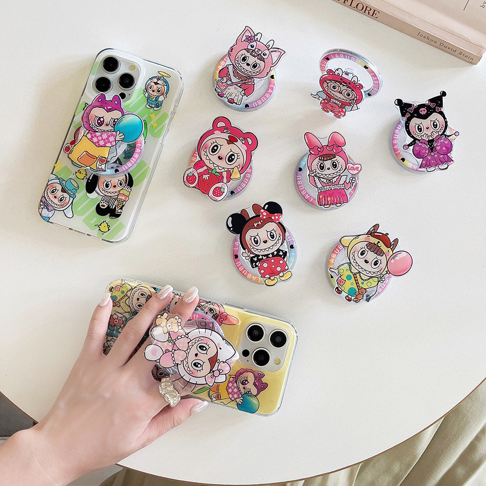 Cartoon Pink Kuromi Labubu Series Magnetic Phone Holder Cute Universal ...