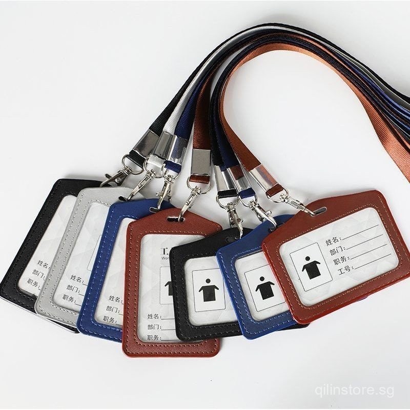 Genuine Leather Transparent Work Permit Card School Card Cover Leather ...