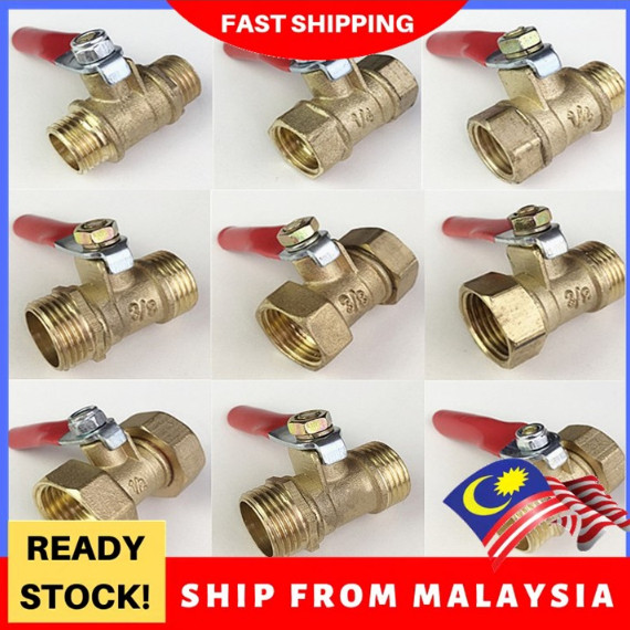 Brass Ball Valves 1/4" 3/8" 1/2" (M.stock) Male Female Thread Copper ...