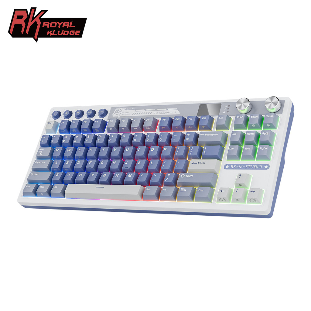 RK Royal Kludge RK M87 Ocean Blue 88Keys Tri-Mode RGB Wired Bluetooth 2 ...